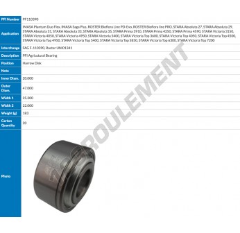 Bearing pf110390-pfi - 20x47x25.2 mm | 123bearing
